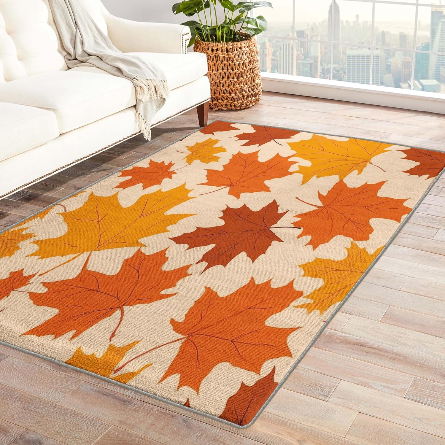 Fall Leaves Rug - 2x3 Maple Leaf Area Rug - Teacher Related